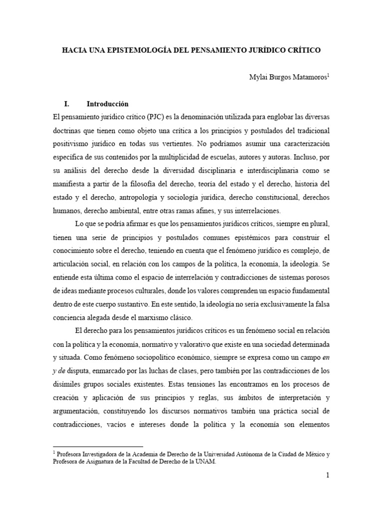 Epistemología del Pensamiento Jurídico Crítico | PDF | Positivismo ...