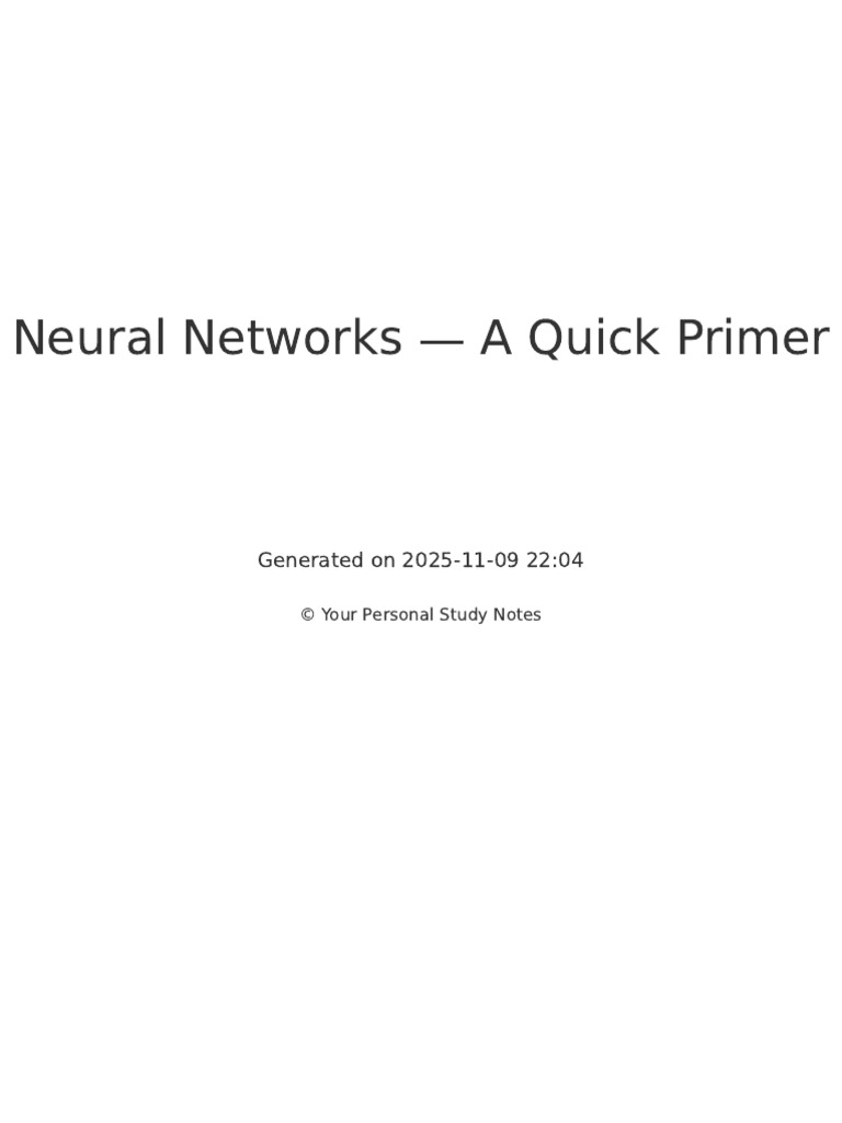 Neural Networks Notes 20p | PDF