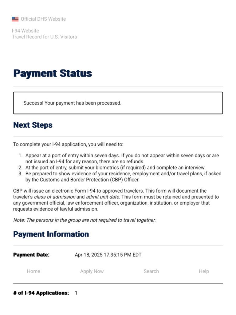 I94 - Official Website | PDF | U.S. Customs And Border Protection