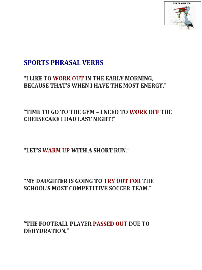 Sports and Health Phrasal Verbs | PDF