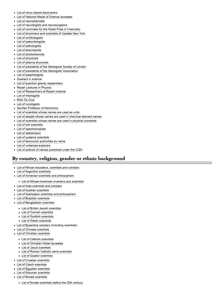 Lists of Scientists - Wikipedia | PDF