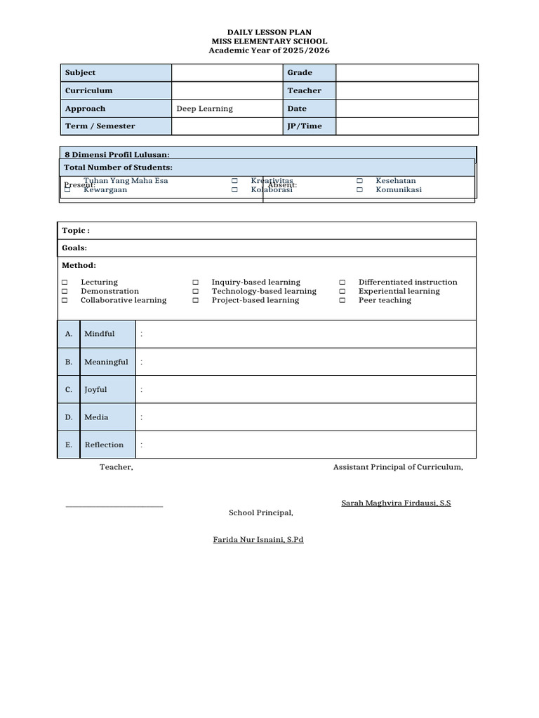 Daily Lesson Plan 2025-2026 | PDF
