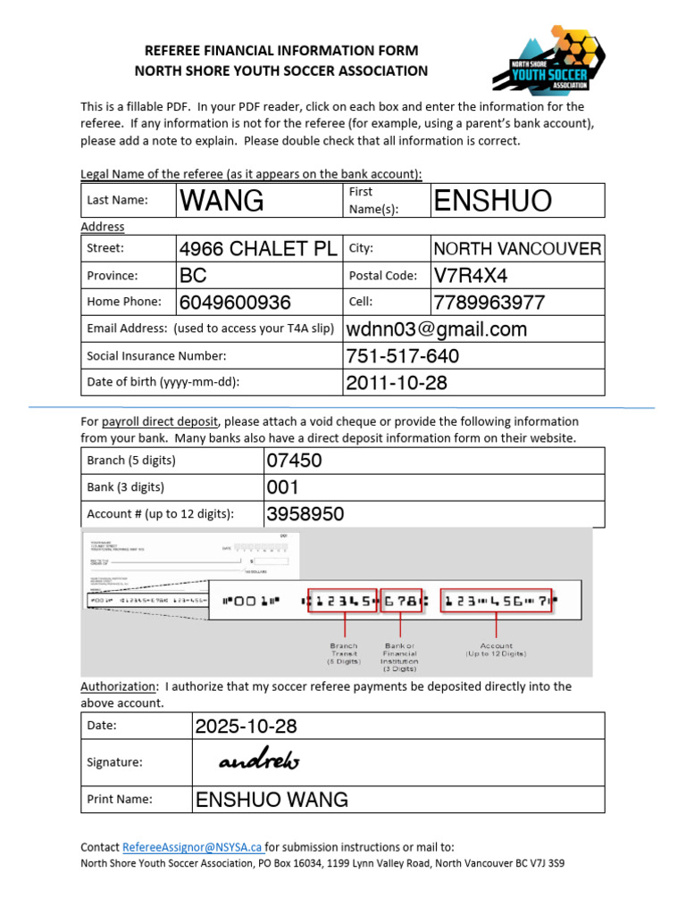 1028-NSYSA Referee Financial Information Form 2024 v4 | PDF