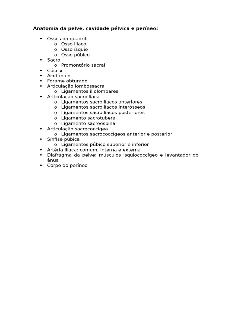 Ligamentos da Pelve e Anatomia Pélvica | PDF