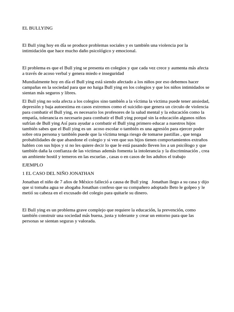 Prevención del Bullying en Escuelas | PDF