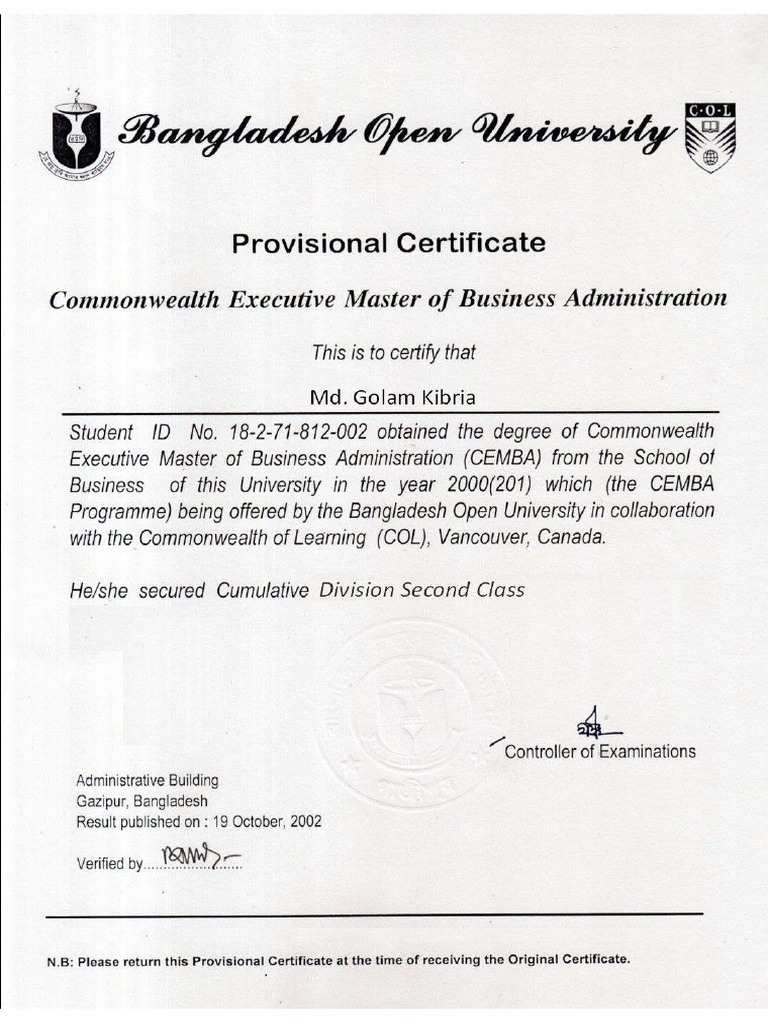 Masters Certificate | PDF