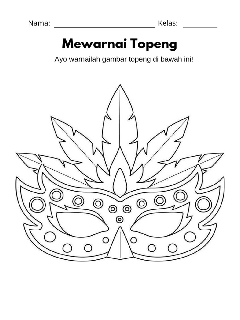 Mewarnai Gambar Topeng untuk Kelas 1 | PDF