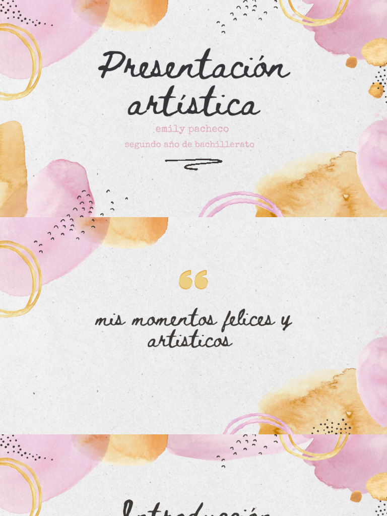 Presentación de Proyectos de Arte Aesthetic Acuarelas Rosa y Amarillo | PDF