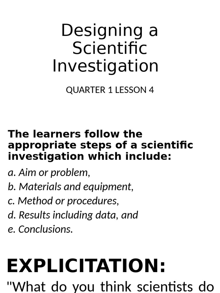GRADE 7 - WEEK 4 - Designing A Scientific Investigation | PDF ...