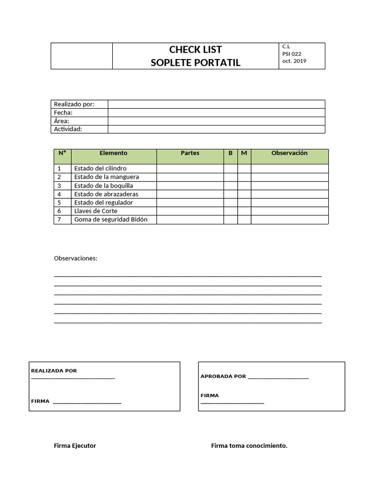 Check List Soplete | PDF