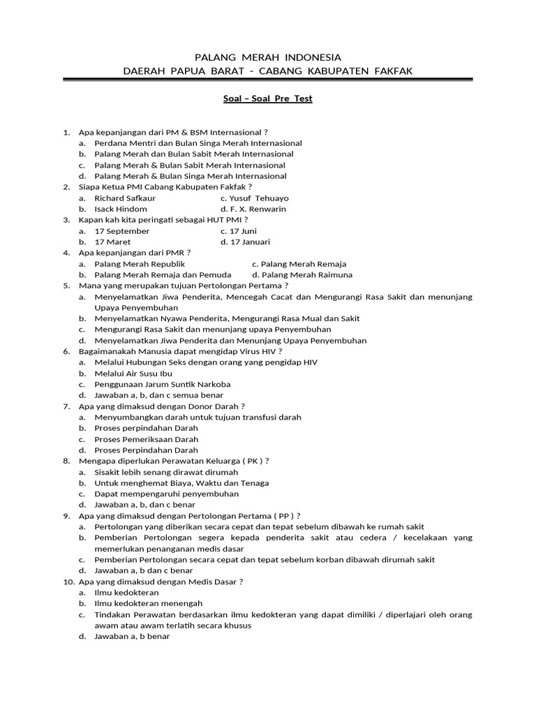 Soal Pre Dan Post Test | PDF