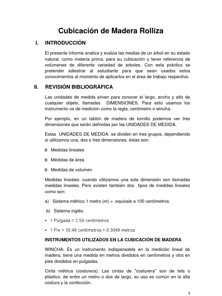 Cubicación de Madera Rolliza: Métodos y Fórmulas | PDF | Volumen ...