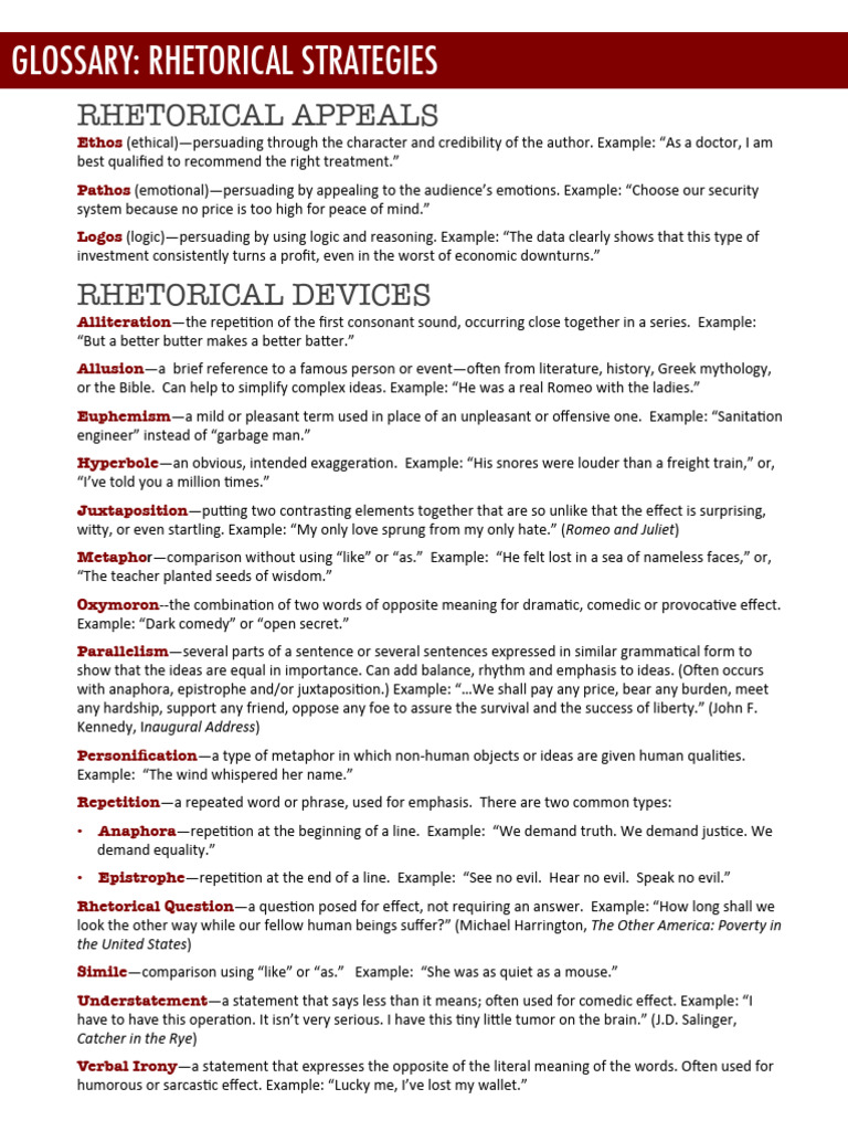 Rhetorical Strategies Review | PDF | Rhetoric | Persuasion