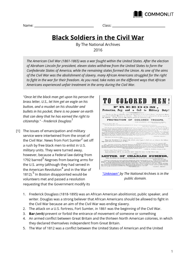 Black Soldiers in The Civil War-Student | PDF | American Civil War ...