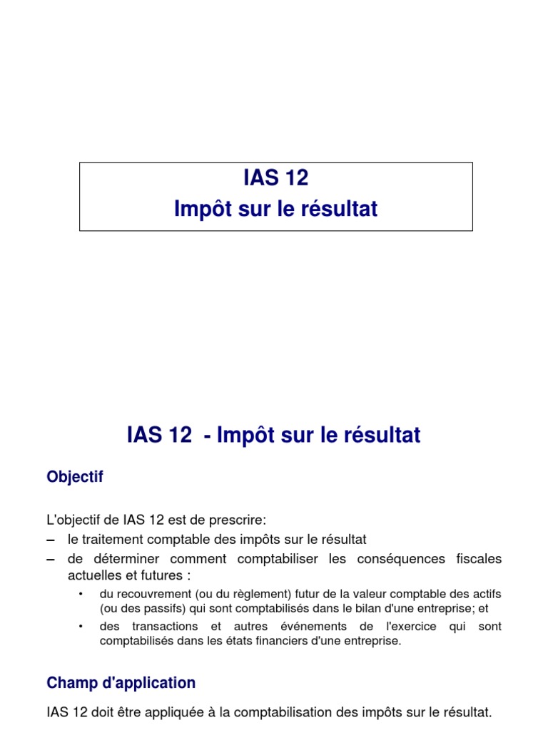 Ias 12 | PDF | Passif (comptabilité) | Comptabilité