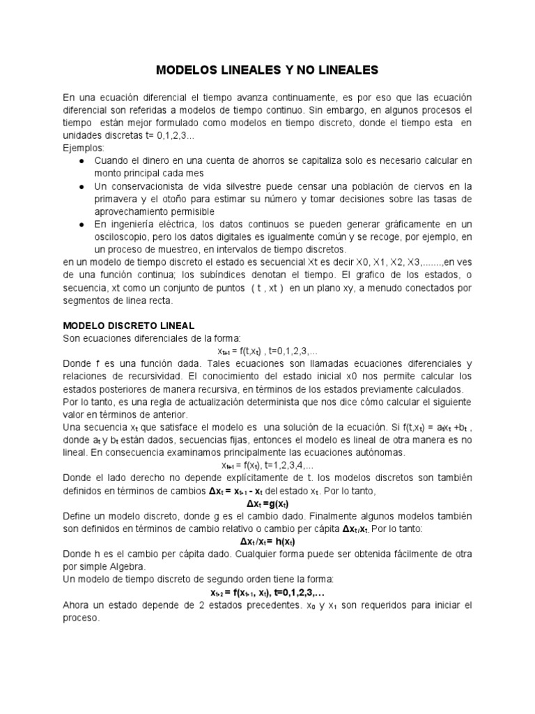 Modelos Lineales y No Lineales | Descargar gratis PDF | Crecimiento ...