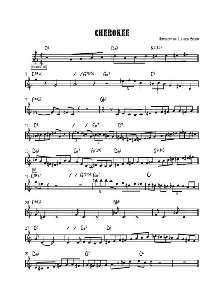 Cherokee Transcription A Chord | PDF