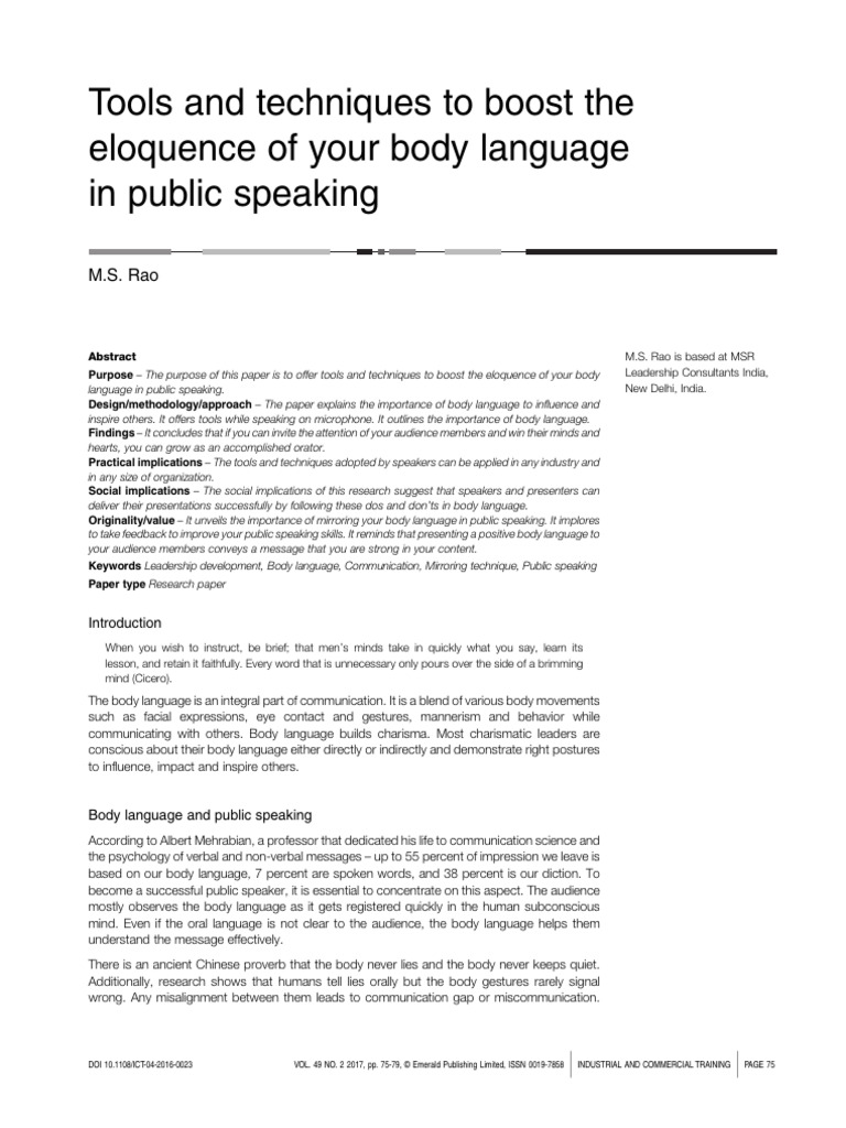 Tools and Techniques To Boost Theeloquence of Your Body Languagein ...