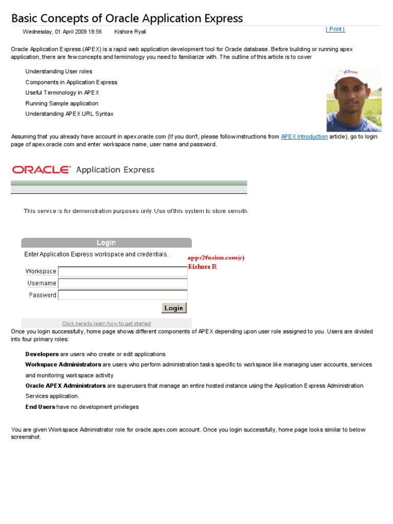 Basic Concepts of Oracle Application Express | PDF | Oracle Database | Sql
