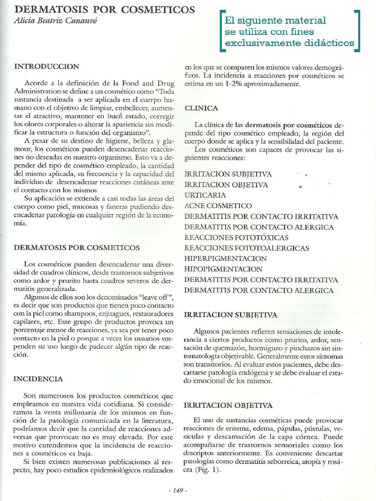 Dermatosis Por Cosmeticos | PDF