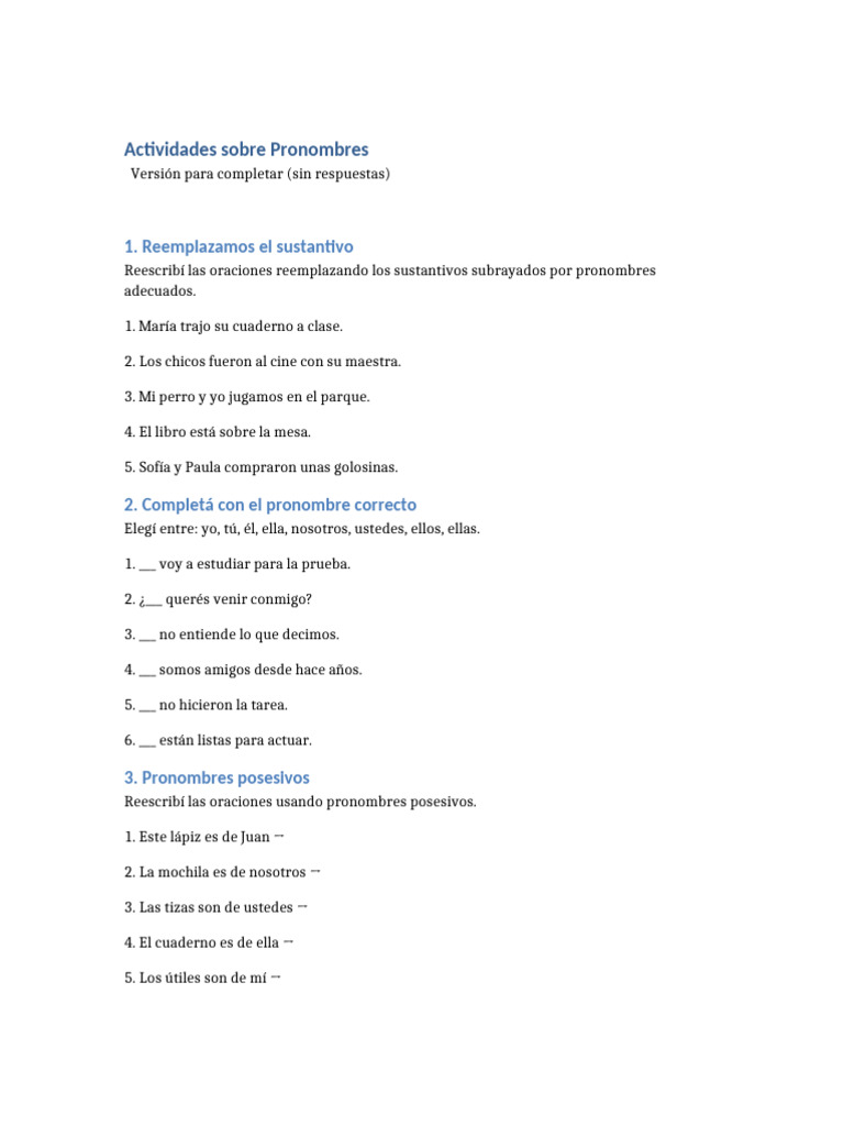 Actividades Interactivas de Pronombres | PDF | Pronombre