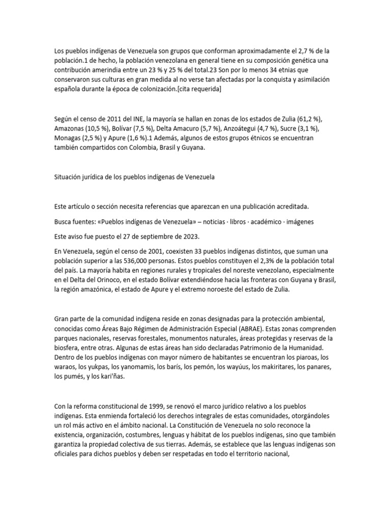 Pueblos Indígenas de Venezuela: Etnias y Cultura | PDF | Gente indígena ...
