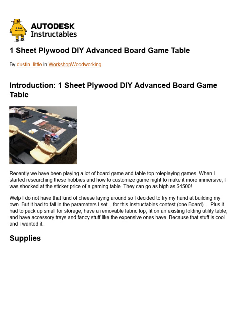 1 Sheet Plywood DIY Advanced Board Game Table - 12 Steps (With Pictures ...