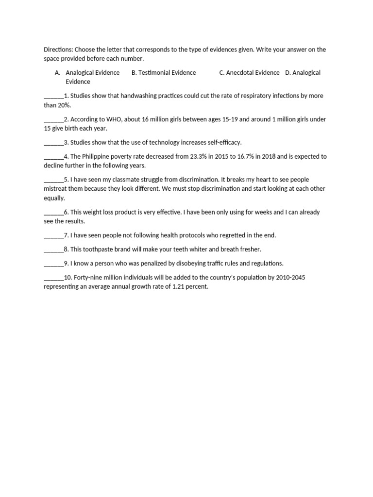 Types of Evidence Identification Guide | PDF