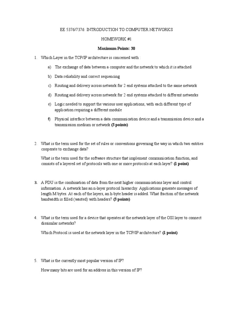 HW 1 | PDF | Internet Protocols | Communications Protocols