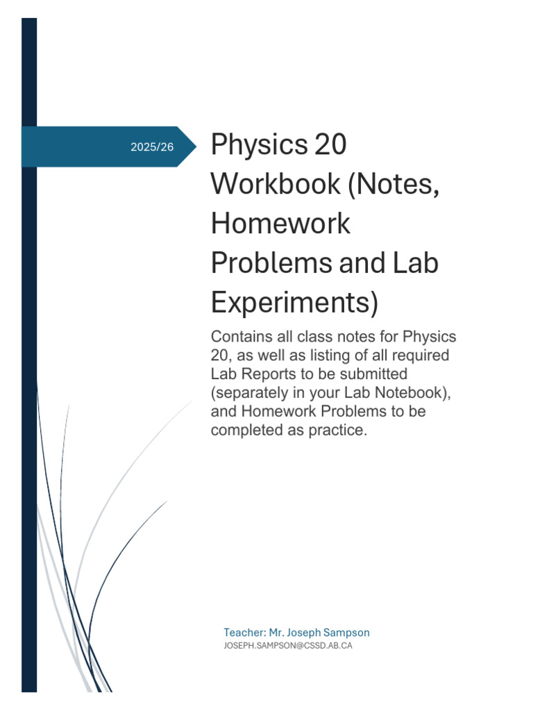 Physics 20 Workbook: Notes & Labs | PDF | Velocity | Speed