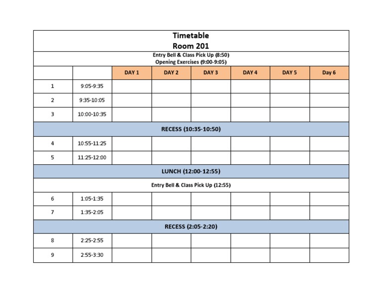 Timetable Outline | PDF