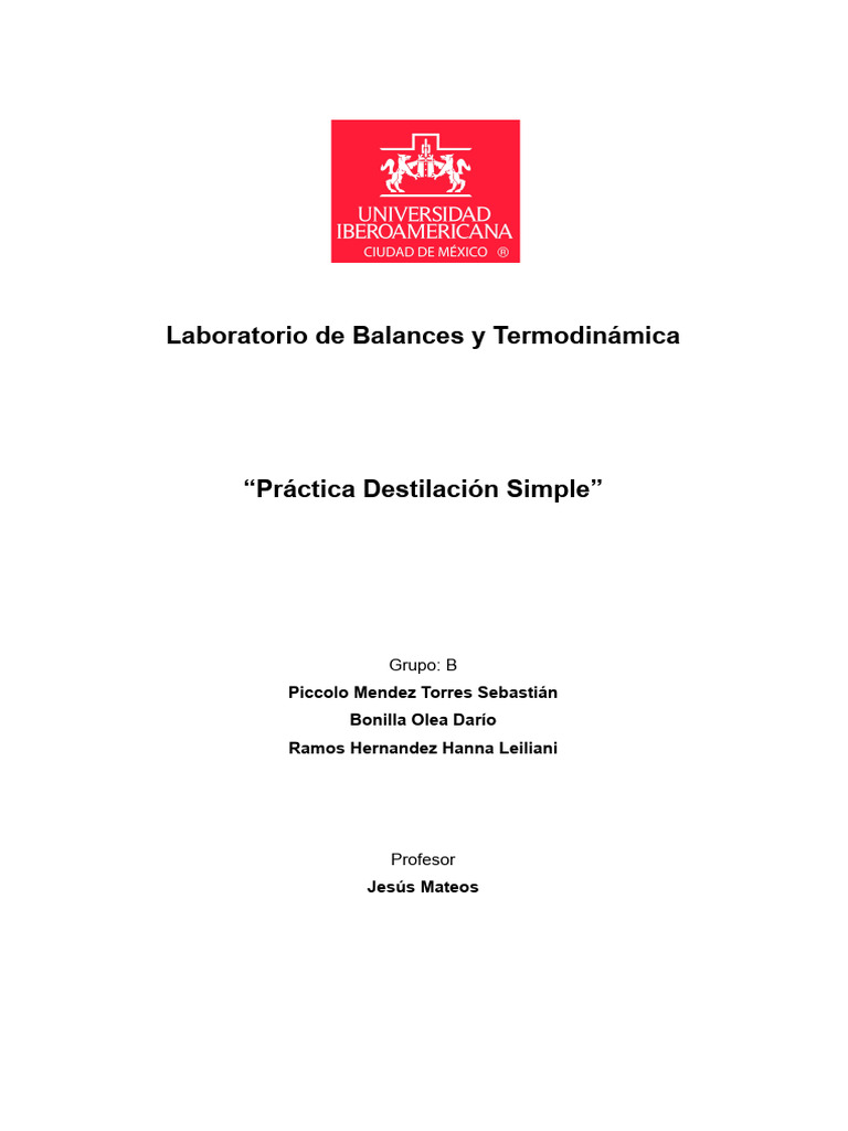 Pra Ctica Destilacio N Simple | PDF | Destilación | Vapor