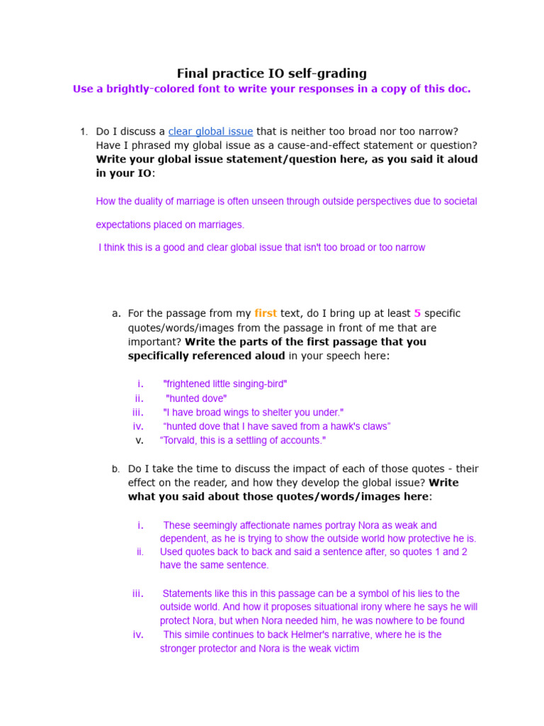 Self-Grading Guide for IO Practice | PDF