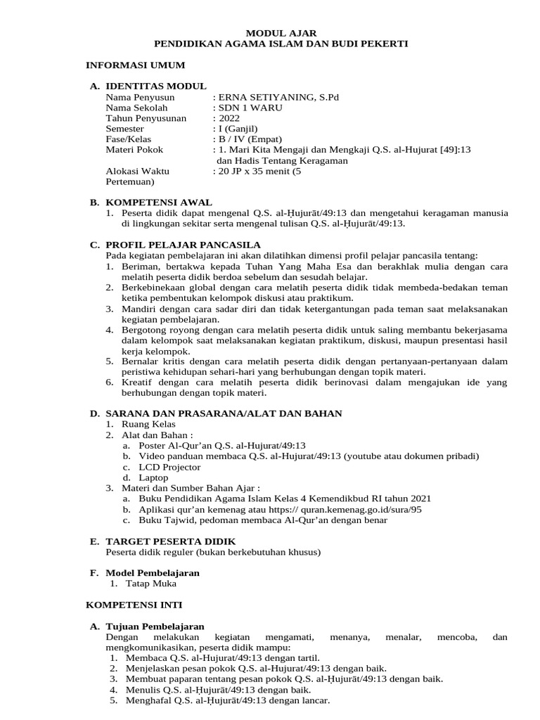 Ma Kelas 4 SMT 1 Tahun 2022-2023 | PDF