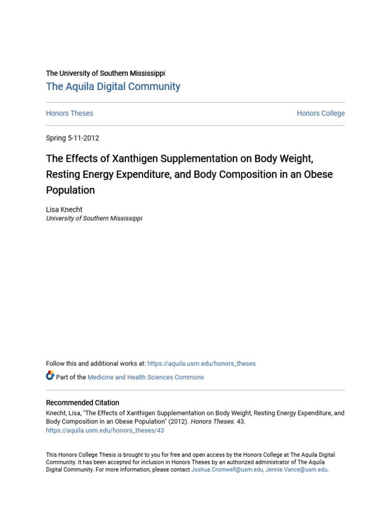 The Effects of Xanthigen Supplementation On Body Weight Resting | PDF ...