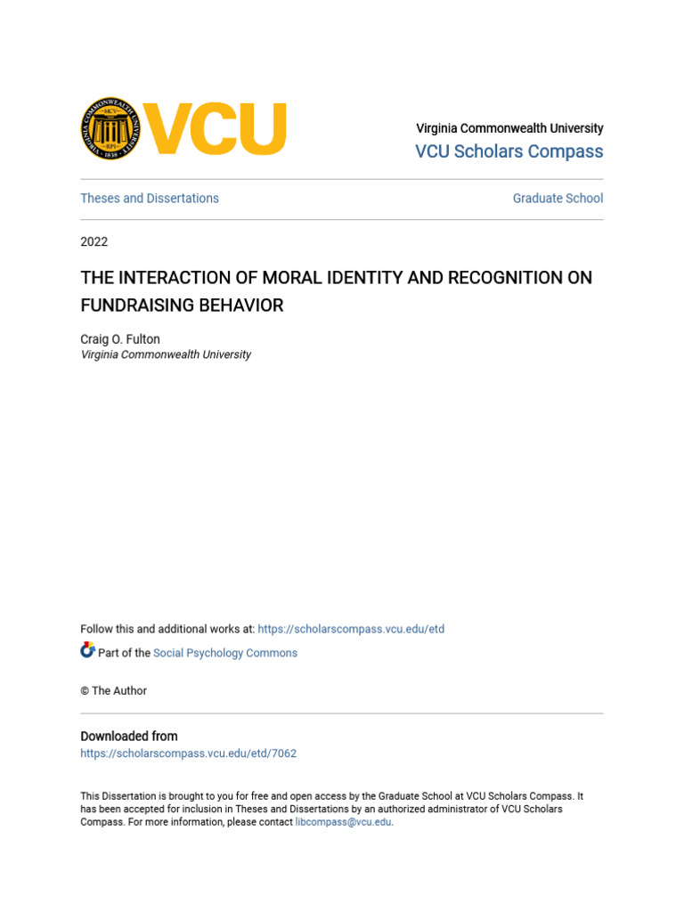 The Interaction of Moral Identity and Recognition On Fundraising | PDF ...