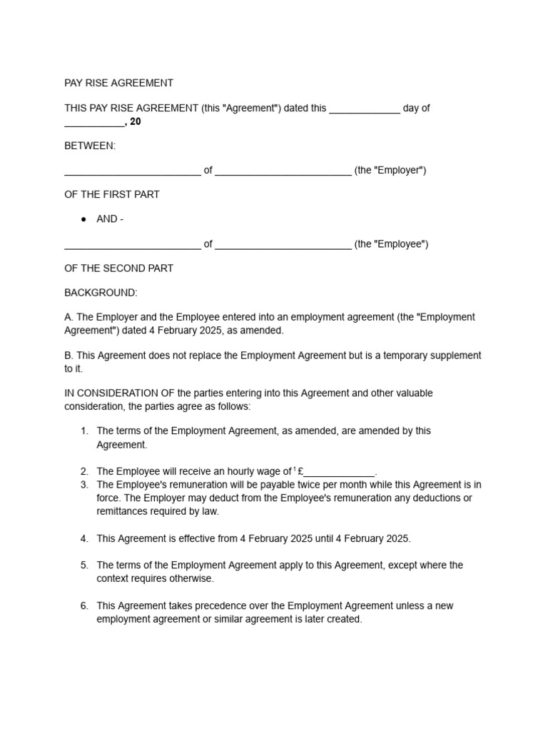 Pay Rise Agreement | PDF | Employment | Private Law