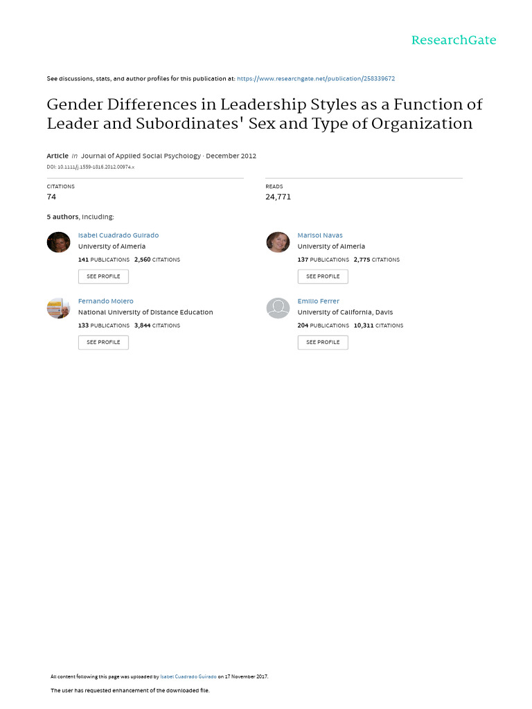 Gender Differences in Leadership Styles | PDF | Leadership ...