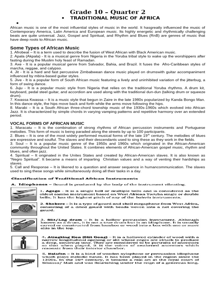 2nd q Music Lecture Written and Performance Task | PDF | Ragtime | Jazz