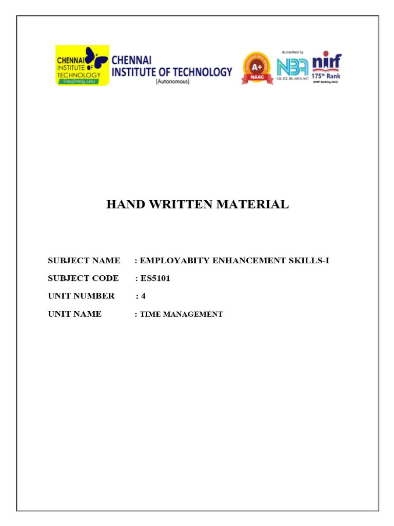 Unit-4 (Time Management) | PDF