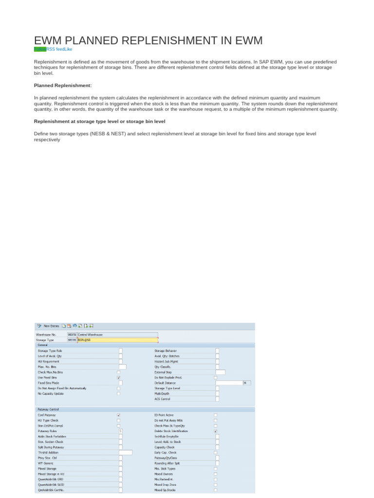 Ewm Planned Replenishment in Ewm | PDF | Warehouse | Logistics