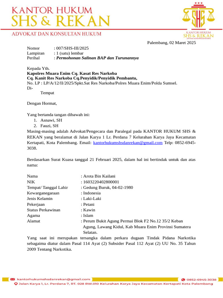 Permohona Bap Dan Turunan | PDF