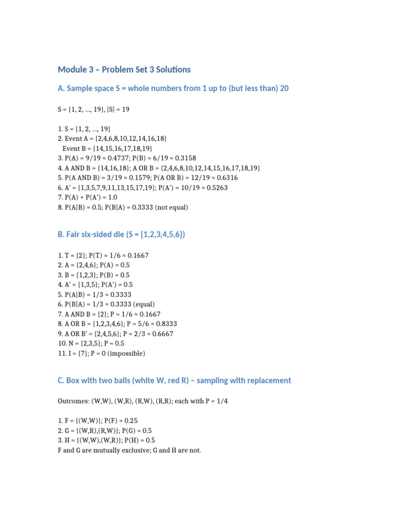 Module3 ProblemSet3 Solutions | PDF