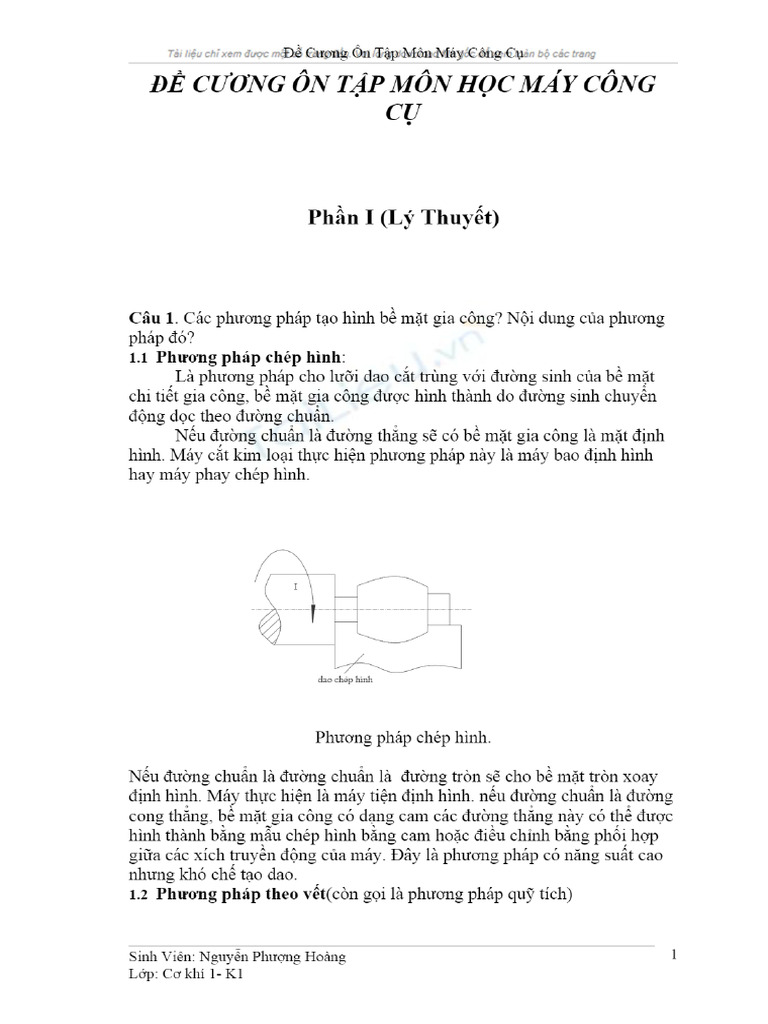 Đề Cương Ôn Tập Môn Học Máy Công Cụ - TaiLieu.vn | PDF