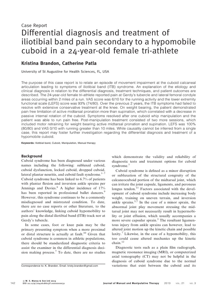 Differencial Diagnosis and Treatment of Iliotibial Band Pain Secondary ...