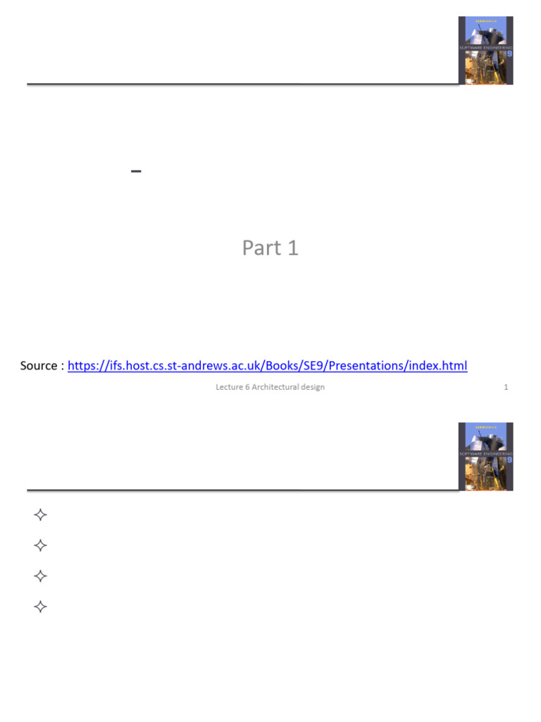 Lecture 6 - Architectural Design | PDF | Model–View–Controller | Software Architecture