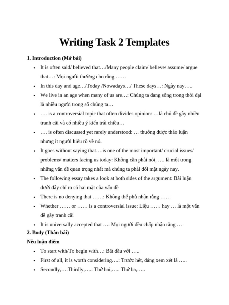 Writing Task 2 Templates | PDF
