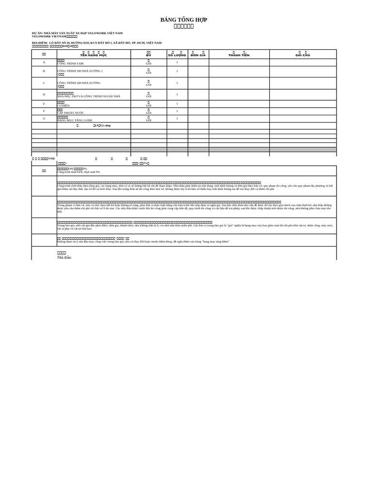 BOQ - VELOWORK - 30.9.25 | PDF