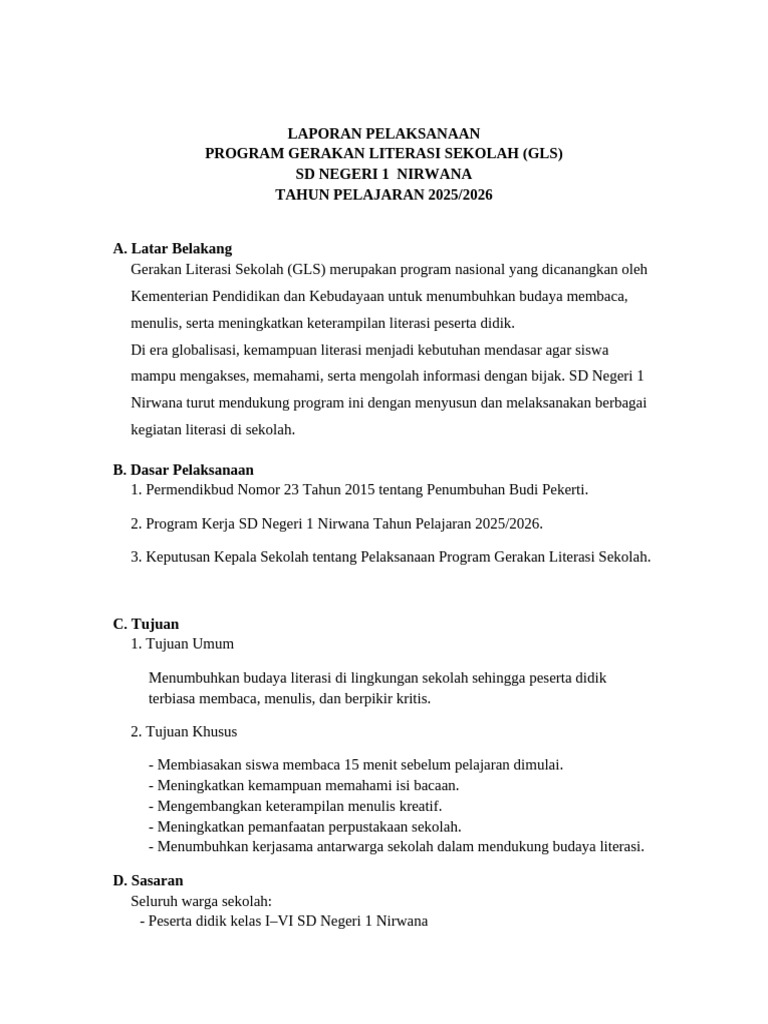 Dokumen Gerakan Literasi Sekolah | PDF