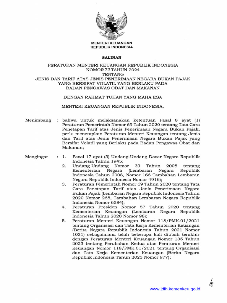 Tarif PNBP Volatil di BPOM 2024 | PDF